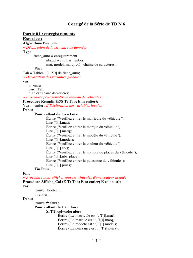 Corrigé de La Série de TD - 6 | PDF | Programmation informatique ...