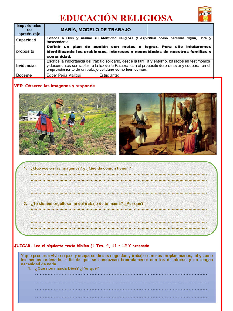 María Modelo de Trabajo | PDF | María, madre de Jesús