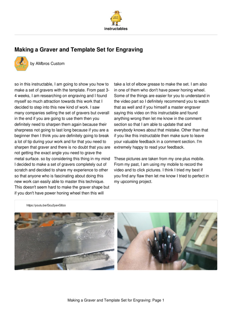 Making A Graver and Template Set For Engraving | PDF | Engraving ...