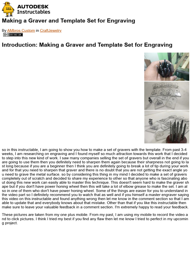 Making A Graver and Template Set For Engraving - 15 Steps (With Pictures) - Instructables | PDF ...