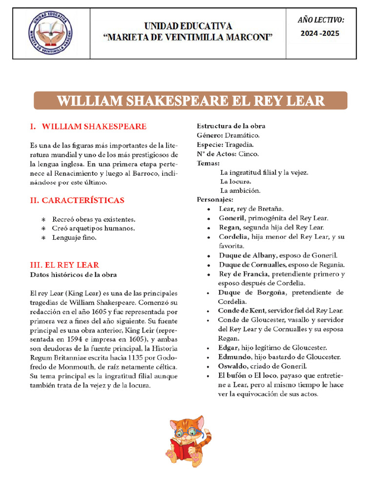 William Shakespeare El Rey Lear | PDF