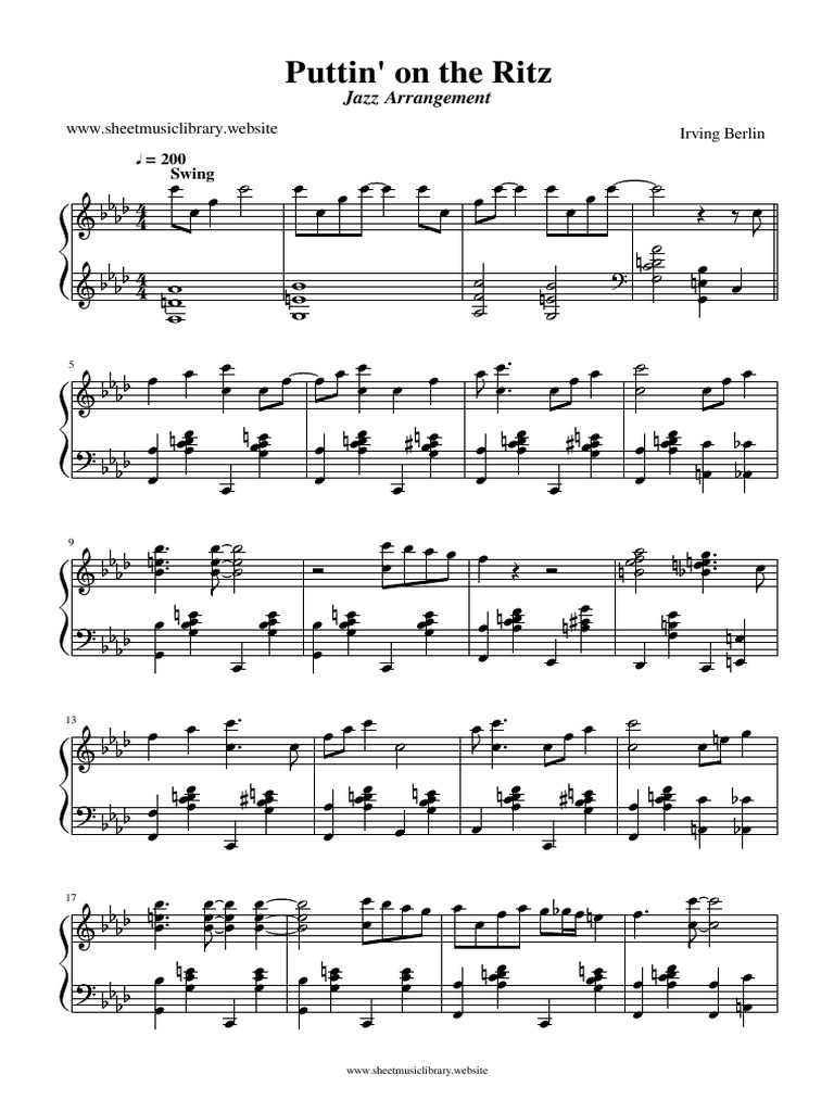 Puttin On The Ritz by Irving Berlin Jazz Arrangement | PDF | American ...