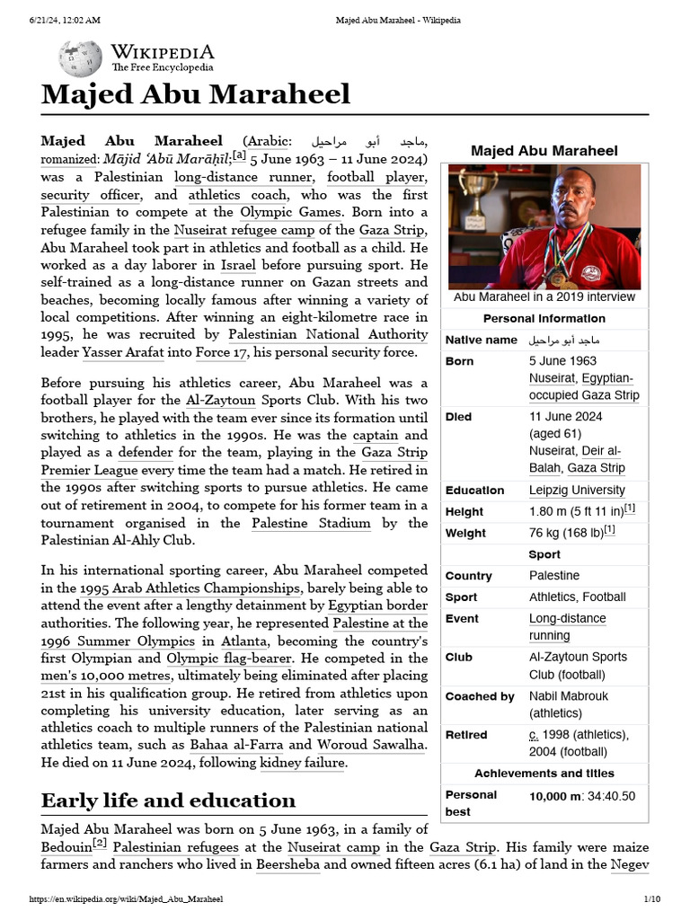 Majed Abu Maraheel - Wikipedia | PDF | Gaza Strip | Yasser Arafat