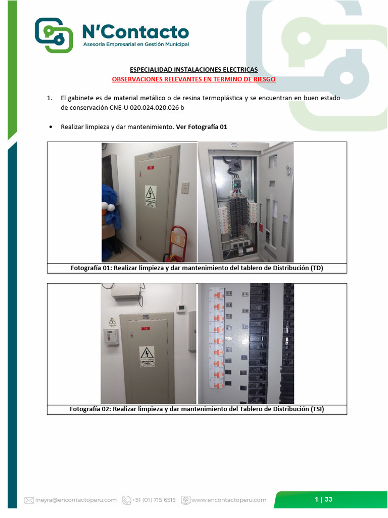 Informe Fotografico de Pre Itse - Elec | PDF | Enchufes y tomas de corriente alterna | Cambiar