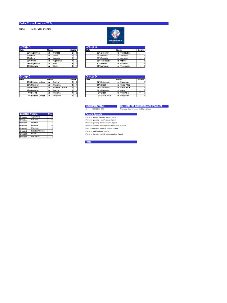 Polla 3 | PDF | Association Football Teams | National Sports Teams