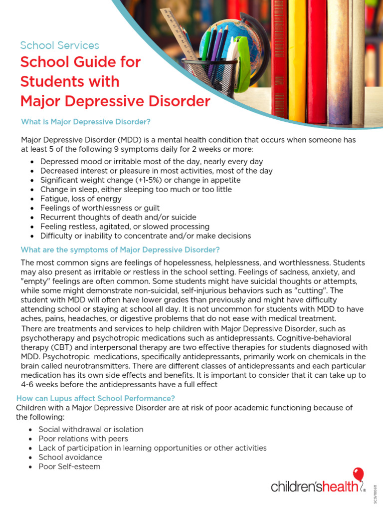 504 Accommodations MDD | PDF | Major Depressive Disorder | Mental Disorder