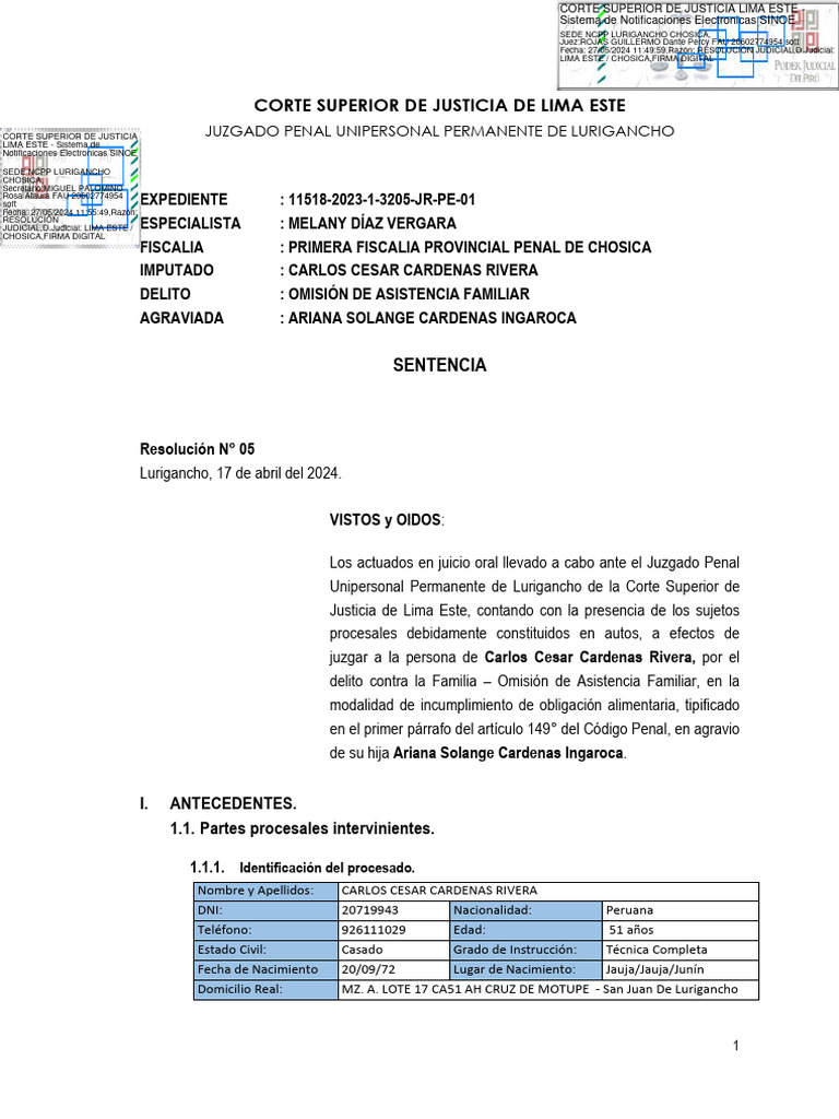 Sentencia 11518-2023-1 (17-04-2024) | PDF | Castigos | Sentencia (ley)