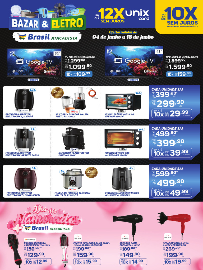 Folheto Bazar e Eletro Impresso - Rede - 04 A 18.06.2024 | PDF | Animais e seres humanos