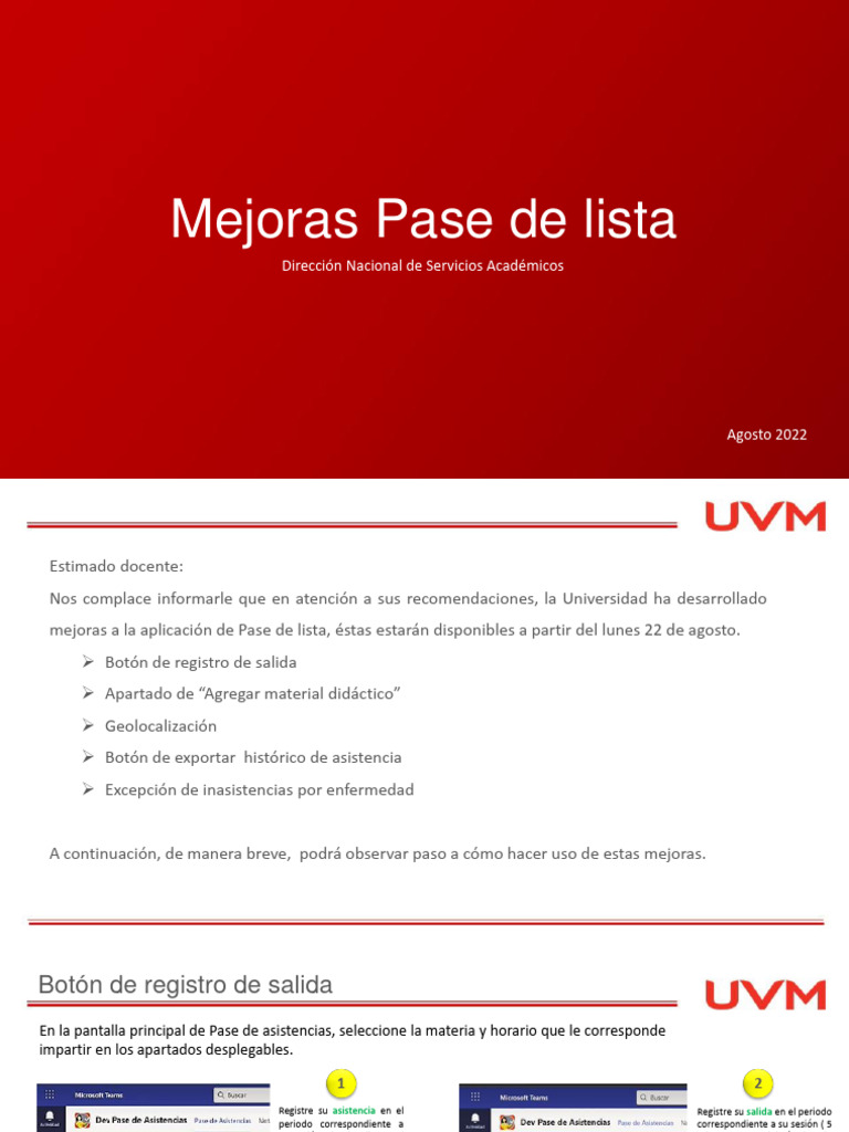 Guia - Mejoras Pase de Lista | PDF | Ventana (informática) | Software