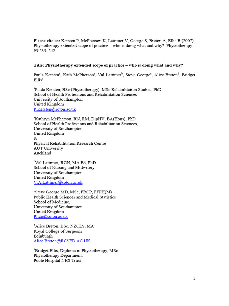 Physio ESP Paper Author Version | PDF | Physical Therapy | Systematic ...