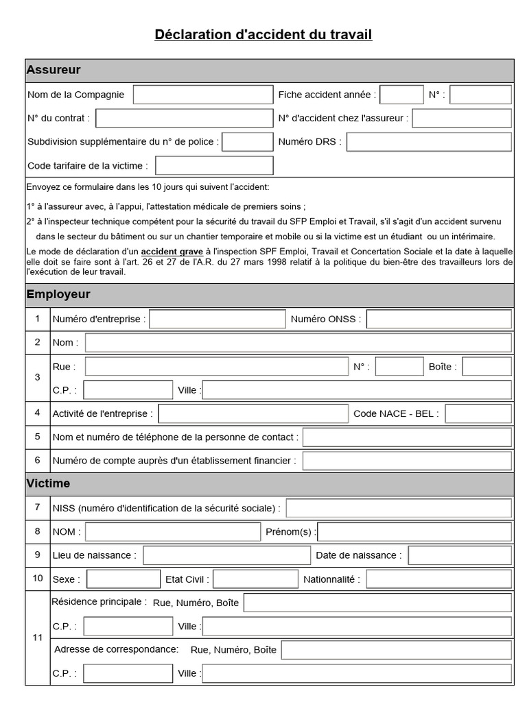 Déclaration d'accident de travail | PDF | Assurance