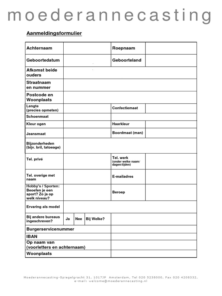 Aanmeldingsformulier | PDF