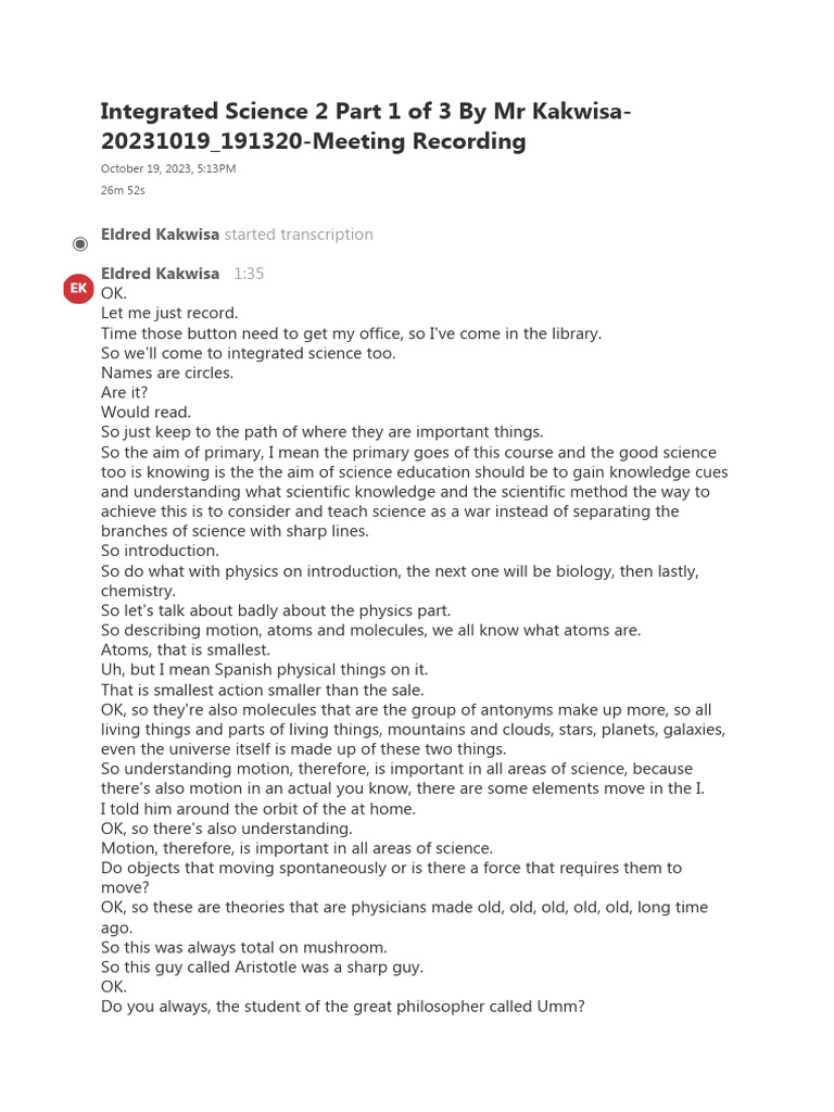 Integrated Science 2 Part 1 of 3 by MR Kakwisa | PDF | Force | Speed