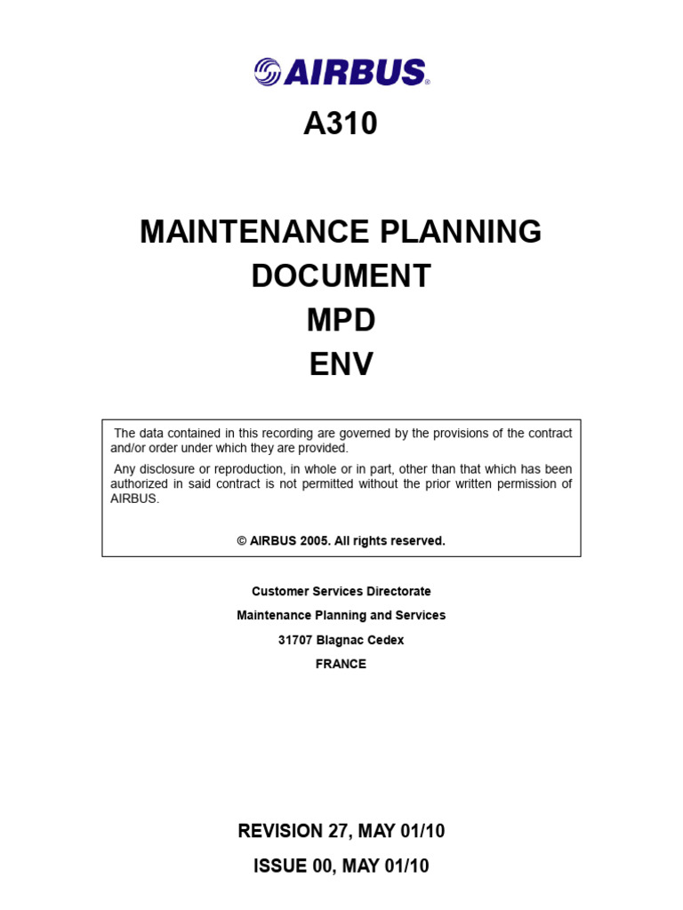 A310 Maintenance Planning Document | PDF | Aviation | Aircraft