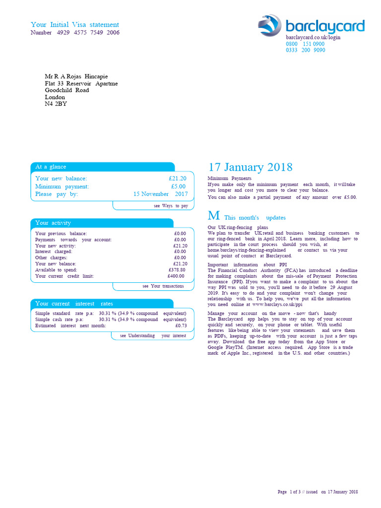 Understanding Your Visa Statement | PDF | Payment Protection Insurance ...