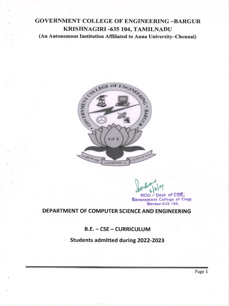 BE Curriculum R2022 | PDF