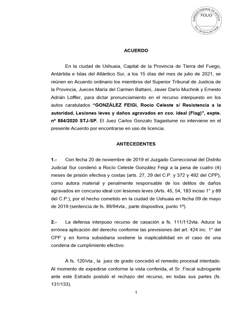 STJ-TDF Gonzalez Feigi | PDF | Derecho penal | Policía