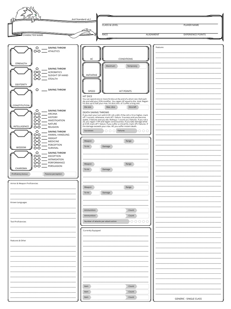 Generic - Single Class v4.1 | PDF | Role Playing Video Games | Tabletop ...