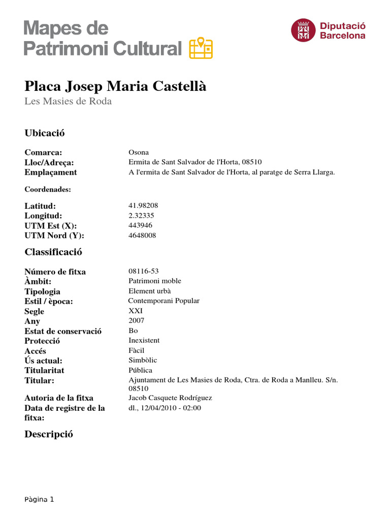 Placa Josep Maria Castella | PDF