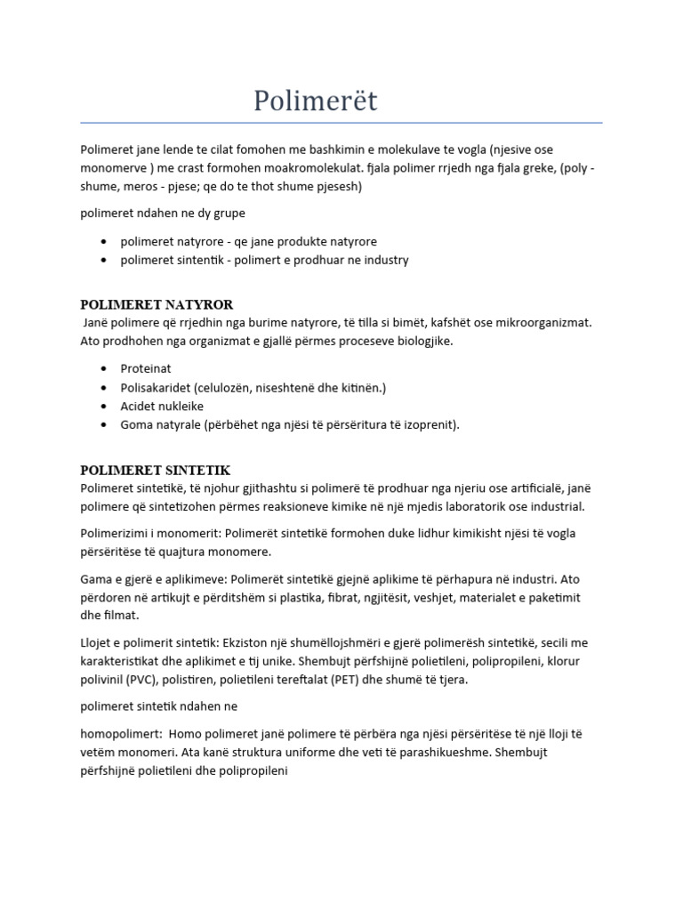 Polimerët | PDF