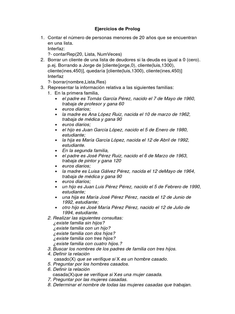 Ejercicios de Prolog | PDF