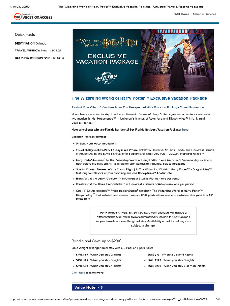 The Wizarding World of Harry Potter™ Exclusive Vacation Package - Universal Parks & Resorts ...
