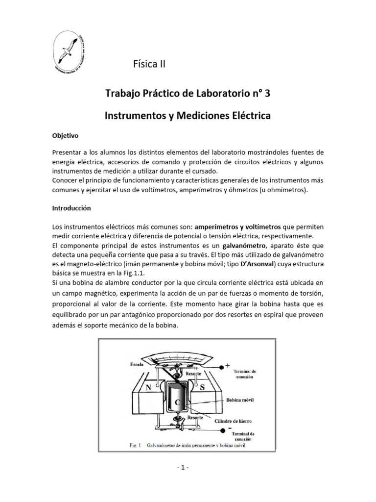TP3 Instrumentos y Mediciones 2023 | PDF | Corriente eléctrica | Resistencia Eléctrica y ...