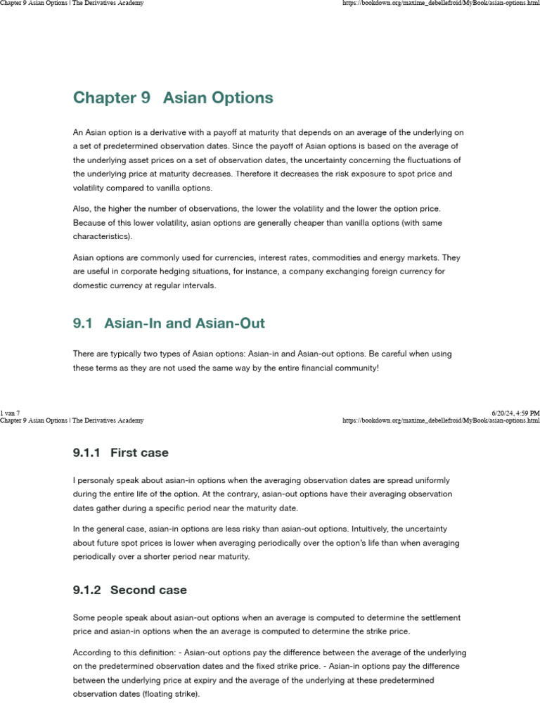 Chapter 9 Asian Options | Download Free PDF | Greeks (Finance) | Option ...