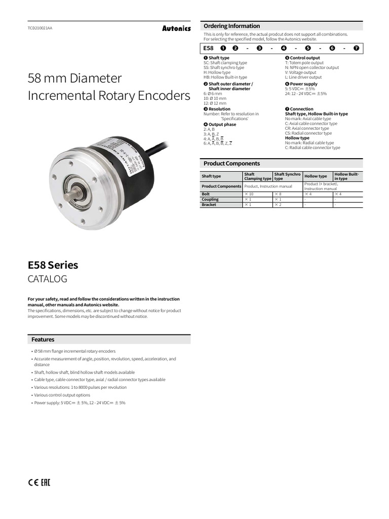 Encoder E58 10mm Autonic | PDF | Electrical Connector | Power Supply