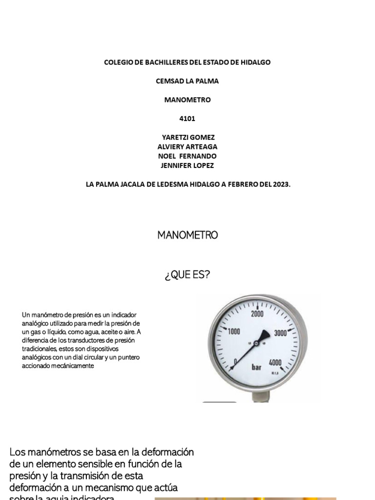 Manómetro: Funcionamiento y Usos Esenciales | PDF | Medida de presión ...