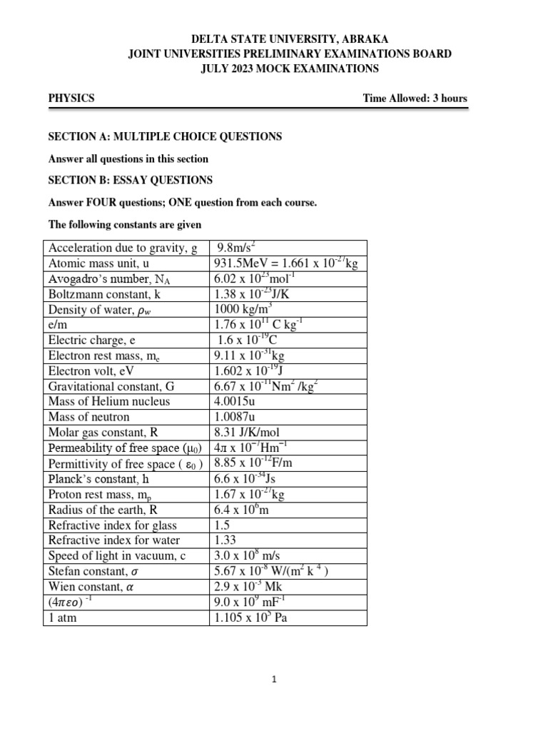 Phy Mock Exam 2023 | Download Free PDF | Electron | Atoms