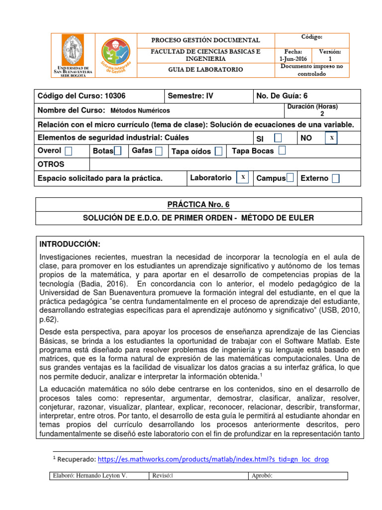 MN Guía de Laboratorio Vi | PDF | Laboratorios | Plan de estudios