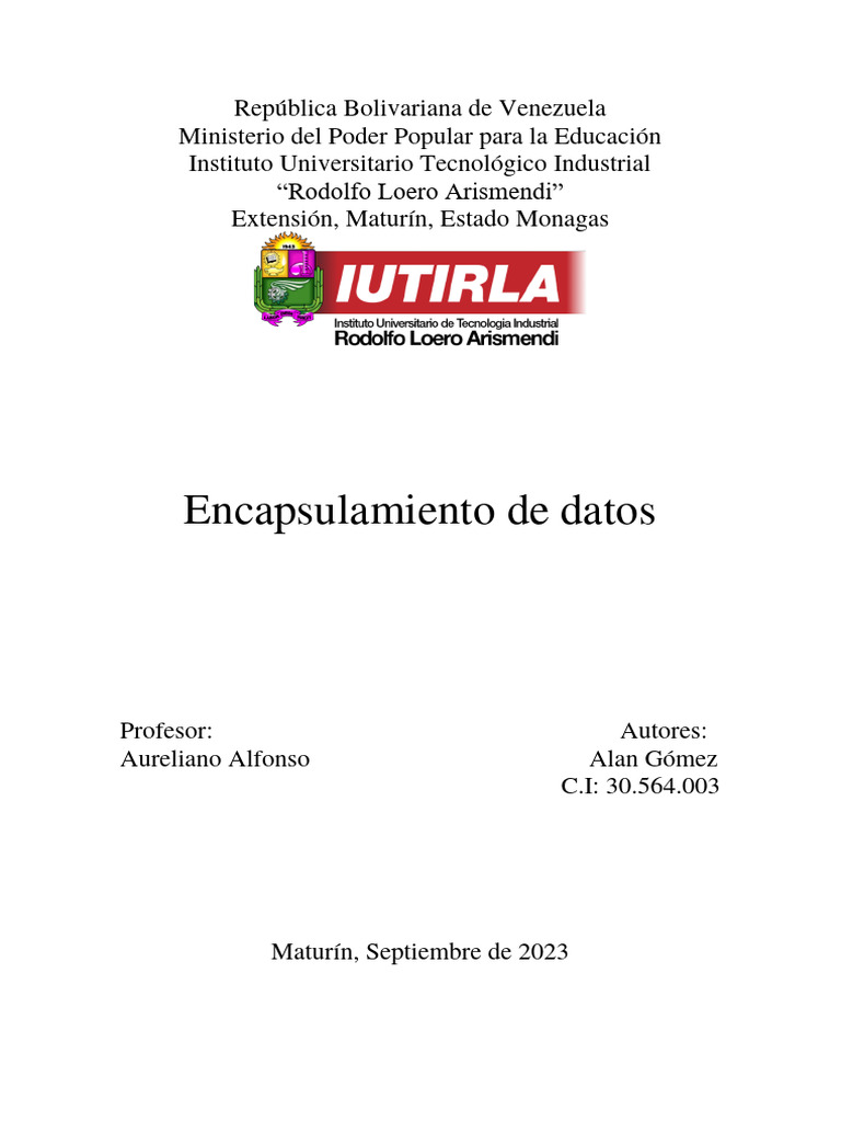 Encapsulamiento de Datos | PDF | Objeto (informática) | Clase (Programación informática)
