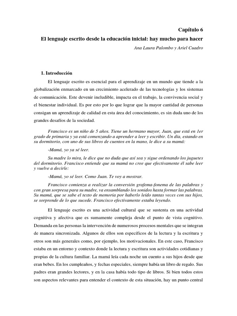 Capítulo 6 El Lenguaje Escrito Desde La Educación Inicial Hay Mucho ...