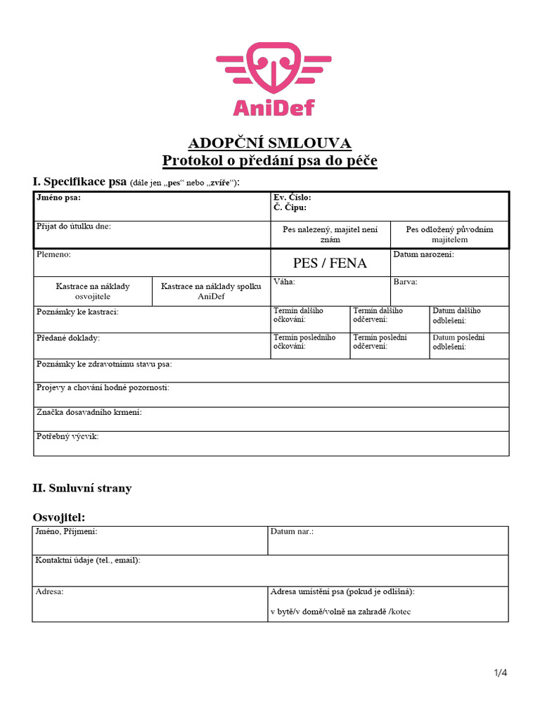Adopcni Smlouva Pes | PDF