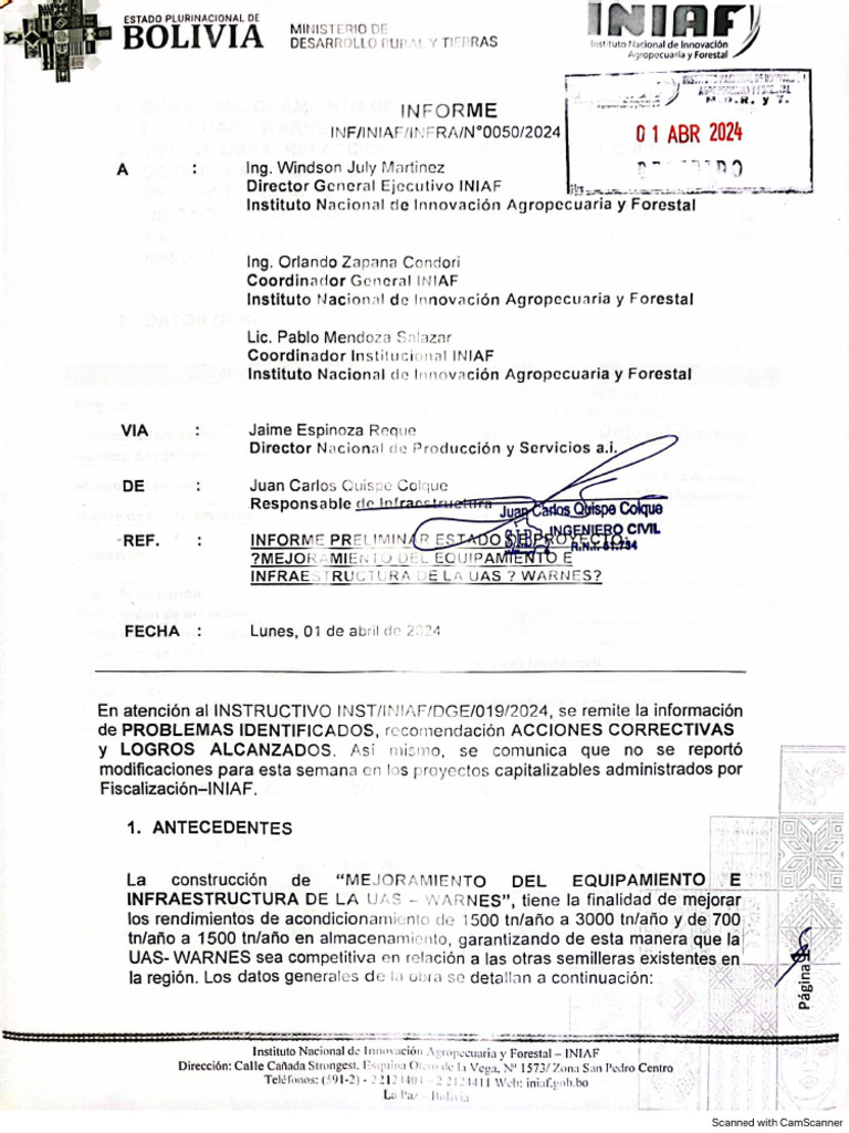 Estado Actual-UAS WARNES-Ing. Quispe | PDF