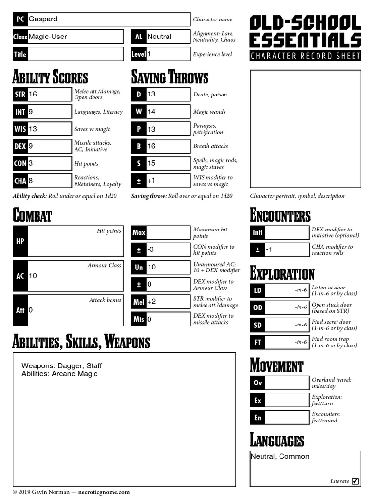 Gaspard The Magic-User | PDF | Dungeons & Dragons | Gary Gygax Games