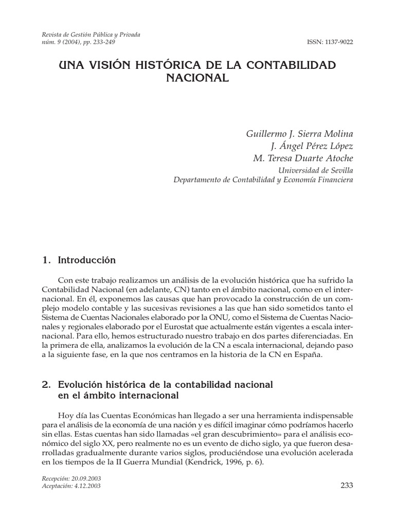 Una Visión Histórica de La Contabilidad Nacional | PDF | Contabilidad ...