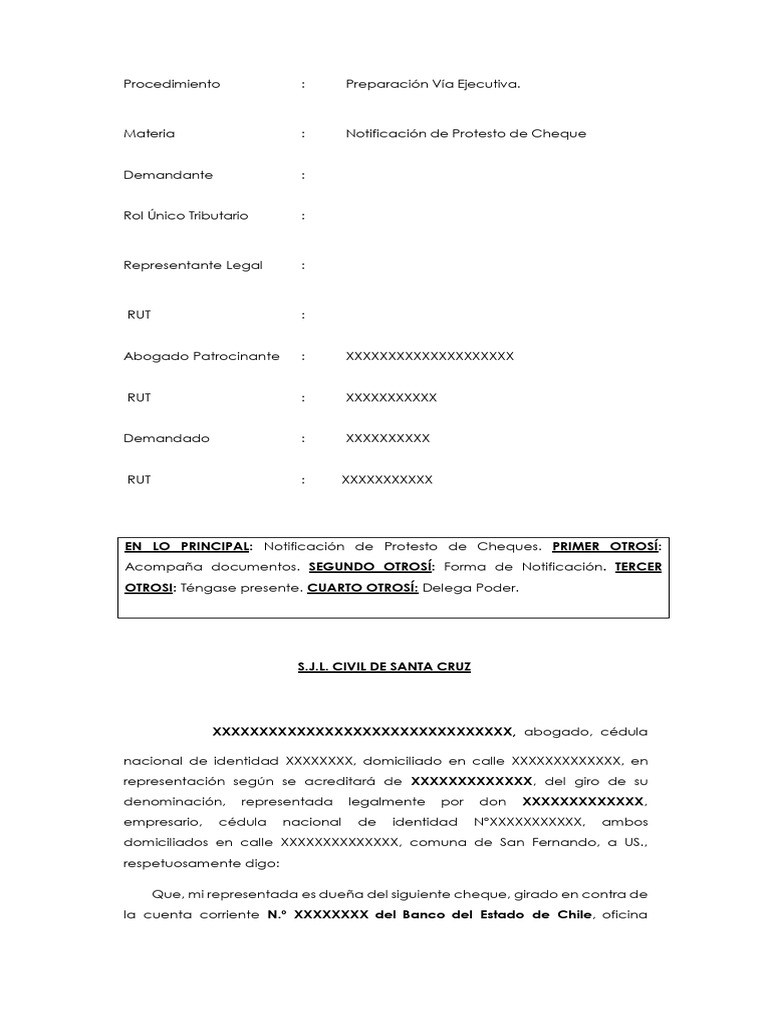 Notificacion Protesto de Cheque | PDF | Cheque