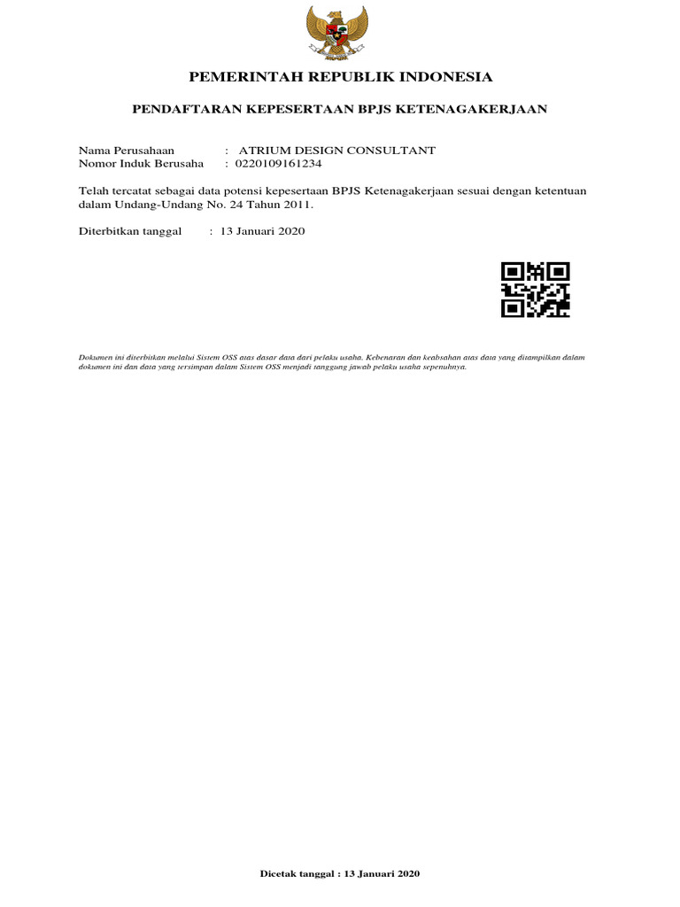 BPJS - TK Oss | PDF