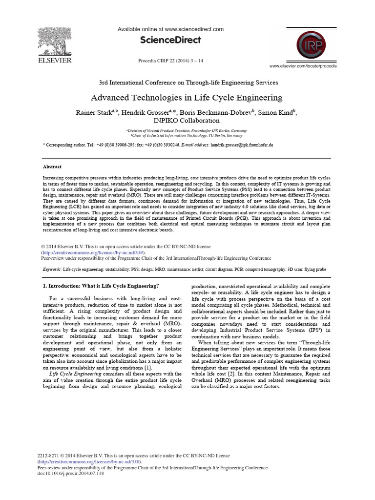 Life Cycle Engineering in PSS Solutions | PDF | Printed Circuit Board ...