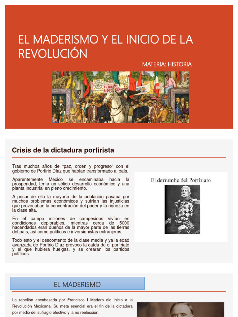 El Maderismo y El Inicio de La Revolución (Historia) | PDF | revolución mejicana | Guerras de ...