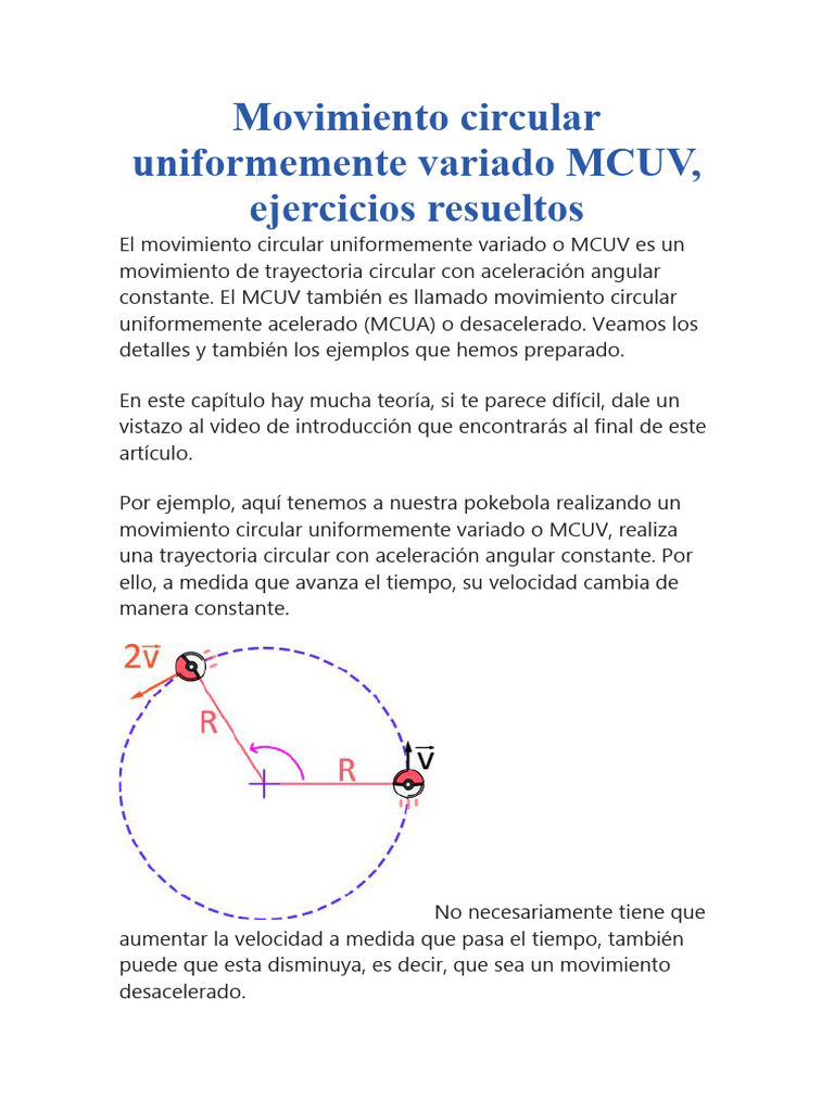 Movimiento Circular Uniformemente Variado MCUV | PDF | Velocidad ...