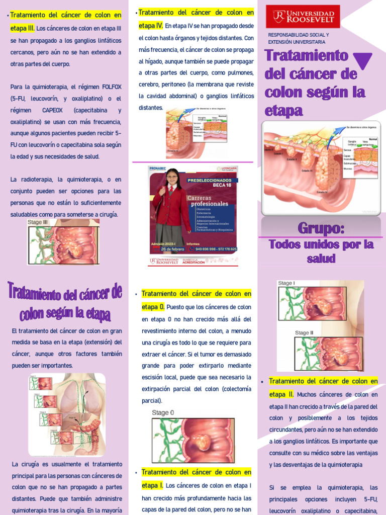 TRIPTICO Tratamiento Del Cáncer de Colon Según La Etapa | PDF | Cáncer ...