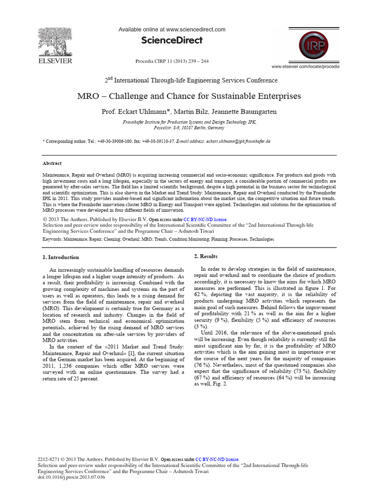 MRO - Challenge and Chance For Sustainable Enterprises | PDF | Product ...