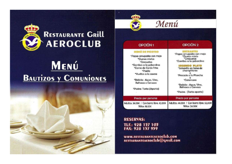 Menu Bautizos y Comuniones 2024 | PDF
