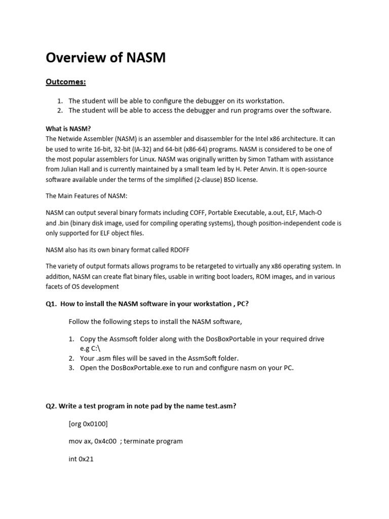 LAB 3overview of NASM and Register Addition | PDF | Computer Science ...