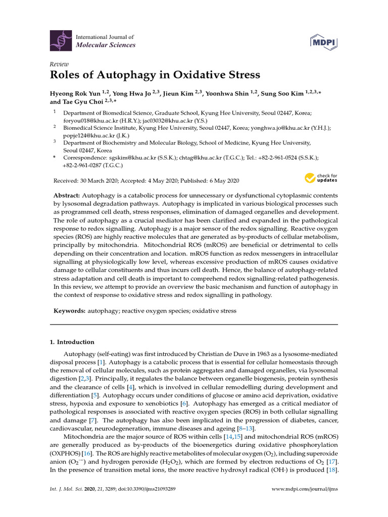 2020-Autophagy in Oxidative Stress | PDF | Autophagy | Reactive Oxygen ...