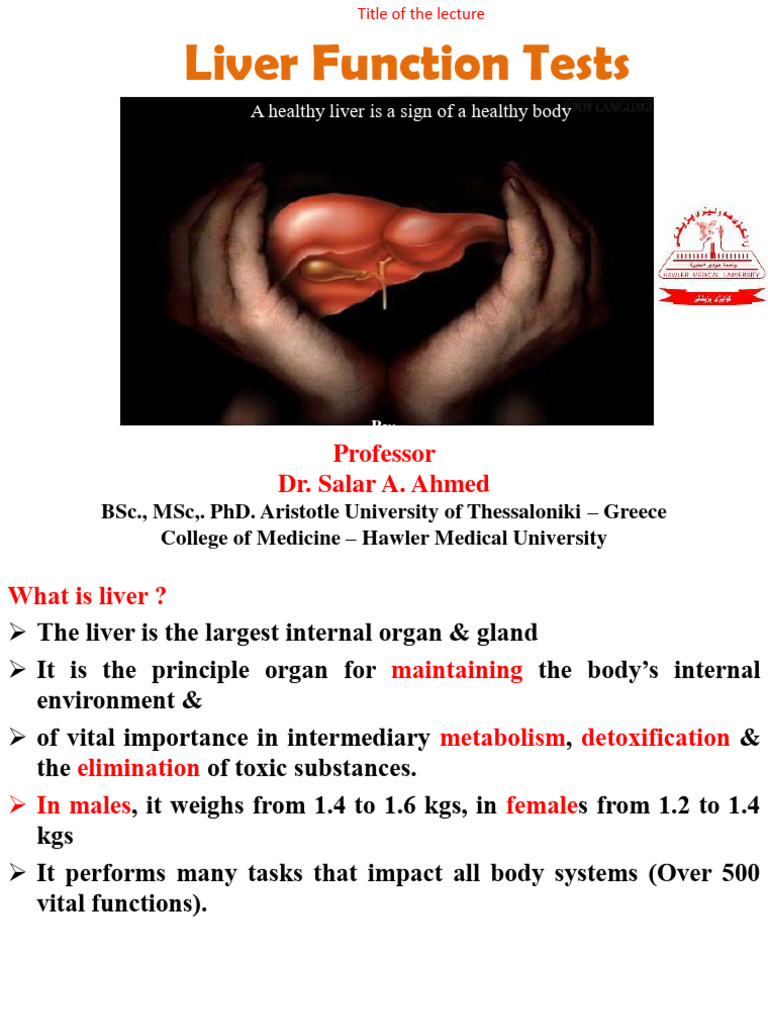 Biochemistry - LG 1 (Liver Function Tests) - Dr. Salar | Download Free ...