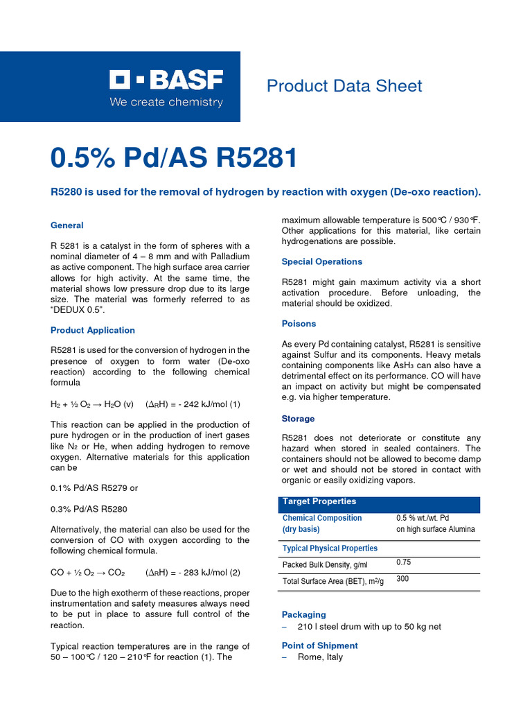 BASF_0.5_-Pd_AS-R5281_Datasheet_A4 | Download Free PDF | Hydrogen ...